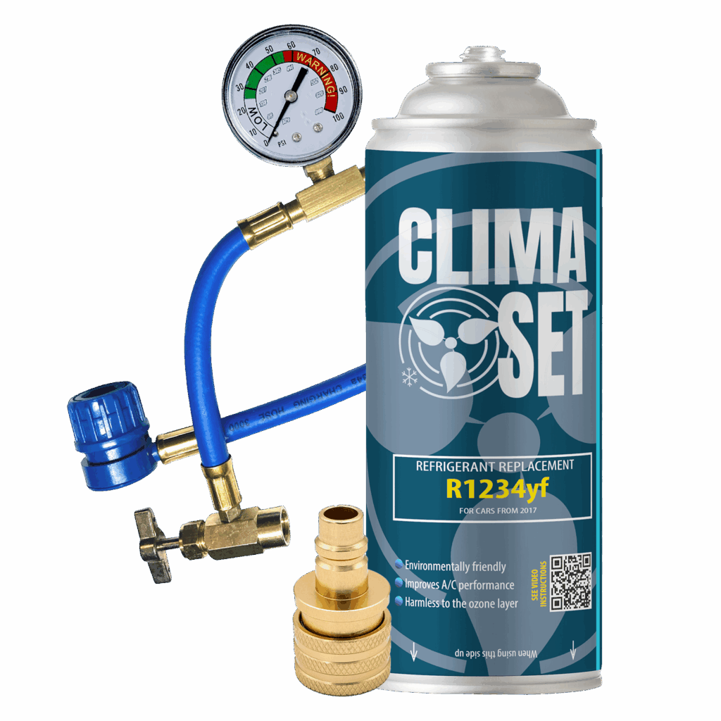 ClimaSet R1234yf refrigerant, hose, R1234yf adapter - Chemical Tiger